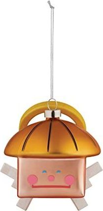 Alessi Quadrangelo GJ02 14 - Weihnachtsdekoration, die den Quadrangelo-Engel mit Goldenem Haar Darstellt, in Mundgeblasenem Glas in Einer Form und von Hand D