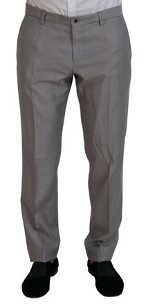 Dolce & Gabbana Mens Silver Wool Silk 3 Piece Slim Fit Suit