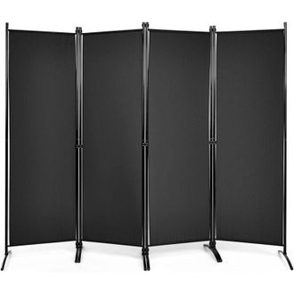 Costway Raumteiler 220 x 173 cm Paravent, Trennwand, Klappbare Sichtschutz, Metallrahmen, 4-teilig Schwarz