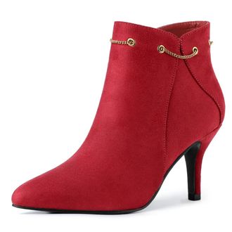 Allegra K Damen-Stiefeletten mit spitzem Zehenbereich und seitlichem Rei&szlig;verschluss und Stiletto-Absatz Rot 40