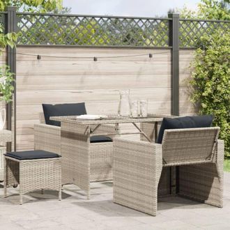 vidaXL 4-tlg. Garten-Sofagarnitur mit Kissen Hellgrau Poly Rattan vidaXL