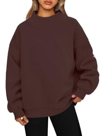 Generic Pull oversize &agrave; manches longues et col roul&eacute; pour femme - D&eacute;contract&eacute; - Sans capuche - Doublure en polaire - Automne et hiver, marron, XXL