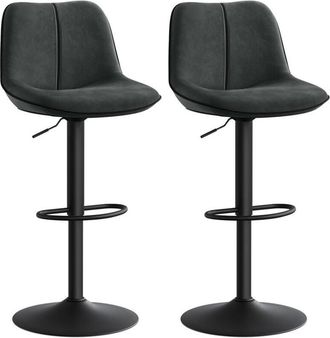 Vasagle Lot de 2 Tabourets de Bar, Pivotants, R&eacute;glables en Hauteur, Dossier Ergonomique, Velours, Base M&eacute;tallique, Modernes, pour &Icirc;lot de Cuisine, Bar, Gris