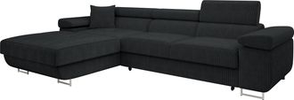Mirjan24 Ecksofa Torezio Mini Cord mit Bettkasten, Einstellbare Kopfstützen, Bequeme Polsterung, Eckcouch mit Schlaffunktion für Wohnzimmer, L-Form Couch (Poso