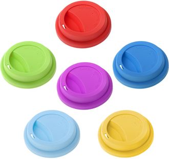 Aspire Home Accents 12 Stück Getränkedeckel aus Silikon, Becherdeckel Wiederverwendbare Kaffeetasse Abdeckungen- Sortiert