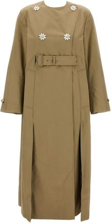 Simone Rocha Femme, Robes, Vert, Taille: 38 FR Trench Long &Eacute;l&eacute;gant avec Fentes