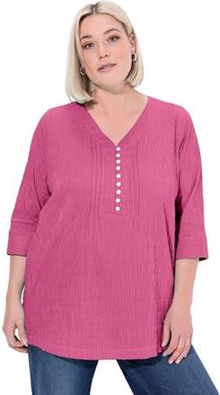 Ulla Popken Bubble-Tunika, Herzausschnitt, Biesen, 3/4-arm Tunique, Magnolia Rouge, 44-46 Grande Taille Femmes