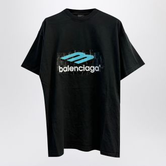 Balenciaga T-shirt oversize noir d&eacute;lav&eacute; 3B