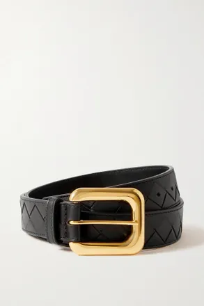 Bottega Veneta Ceinture En Cuir Intrecciato - Noir