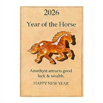 Generic 2026 Gl&uuml;ckskristall Pferd Figur, Ein Symbol f&uuml;r St&auml;rke & Neuanf&auml;nge, Neues Jahr Gl&uuml;ckspferd Kristallfigur mit Karte, Bedeutungsvolles Geschenk f&uuml;r Fam
