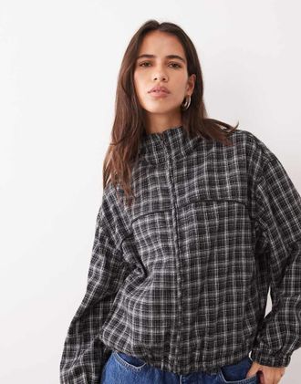 Asos Trainingsjacke mit Stehkragen als Kombiteil in monochromem Karomuster-Multi