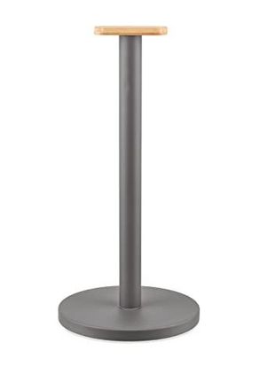 Alessi Mattina BG05 DG - Porte-Rouleau Design en Acier Color&eacute; avec R&eacute;sine Epoxy et Bouton en Bois de Bambou, Gris Fonc&eacute;