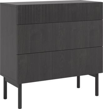 Selsey Kommode Aufbewahrungsschrank 3 Schubladen Schrank Schubladenschrank Push to Open 90 cm Nolie Portland Esche Schwarz