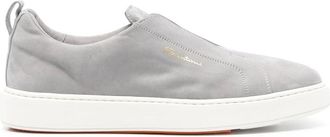 Santoni Homme, Chaussures, Gris, Taille: 44 EU Suede Laceless Baskets