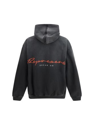 Represent Mens Chrome Flight Hoodie Stained Black Cotton Sweatshirts Sweater