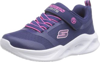 Skechers Kids Girls Sola Glow Sneaker, Navy, 21 EU