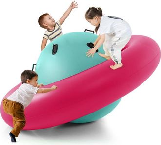 Costway Costway - Aufblasbare Kuppelwippe f&uuml;r Kinder, 223 cm gro&szlig;e Kinderwippe zum Rollen, Neigen, Klettern & H&uuml;pfen mit 6 integrierten Griffen