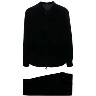 Giorgio Armani Schwarzer Samtanzug V-Ausschnitt Jacke - - Suits - Herren - Schwarzk - L