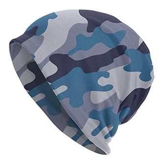 Generic Chapeau Tricoté Camouflage Bleu Bonnet en Tricot Coupe-Vent Respirant Bonnet Thermo pour Femme Sport Extérieur