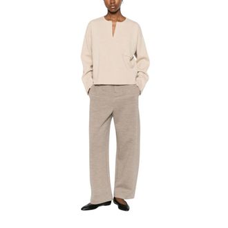 Max Mara Brusttaschen V-Ausschnitt Strick - - Knitwear - Damen - Beige - S