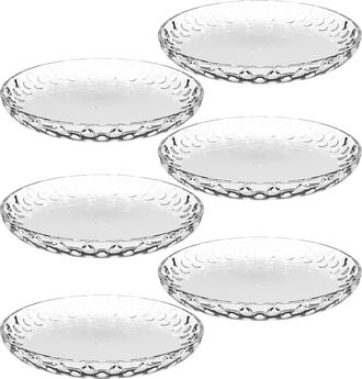 Leonardo Cucina Optic Glas-Teller - 6er Set - mikrowellen- & spühlmaschinengeeignete Salat-Teller mit runden Akzenten - Klarglas - Durchmesser 18 cm - 066339