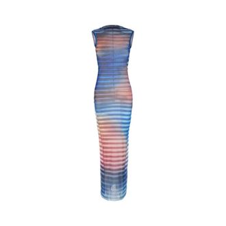Jean Paul Gaultier Femme, Robes, Multicolore, Taille: 38 FR Mesh Printed Air Long Dress
