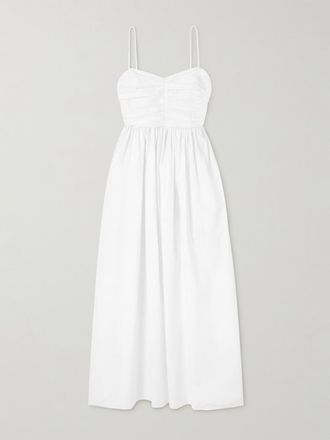 Matteau Midikleid Aus Biobaumwollpopeline Mit Raffungen - Weiß