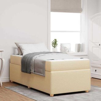 vidaXL Bettgestell mit Matratze mit Matratze Creme 90 x 190 cm Stoff vidaXL