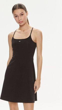 Tommy Jeans Sommerkleid Essential DW0DW17988 Schwarz Slim Fit