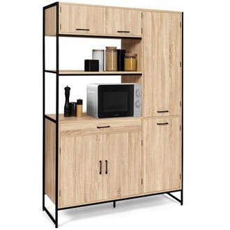 IDMarket Buffet de Cuisine avec Colonne de Rangement 120 CM Detroit 6 Portes + tiroir Design Industriel