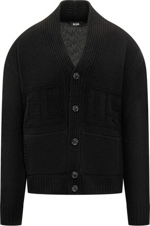 GCDS Gcds, Homme, Pulls, Noir, Taille: S Gilet de Cardigan Boutonn&eacute; avec Logo