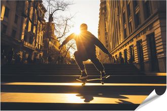Islandburner Prime Bild Poster Skateboarder im Sonnenuntergang in der Stadt Premium Bilder Fotodruck
