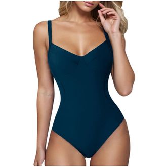 Generic Guhmomh Badeanzug Damen Bauchweg Push up Shape Schwimmanzug V Ausschnit Sexy Bademode f&uuml;r Frauen Verstellbarer Sport Bademode Vintage Strandmode Einte