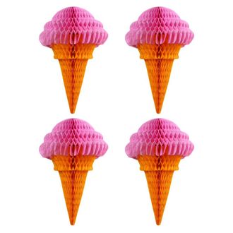 Cabilock PLAFOPE 4 St&uuml;ck Eiscreme Wabenkugel Anh&auml;nger aus Papier Farbecht und Dekorativ Party H&auml;ngeanh&auml;nger f&uuml;r Geburtstagsdeko und Fotorequisiten