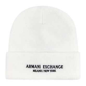 A|X Armani Exchange Homme, Accessoires, Blanc, Taille: ONE Size Beanie Hat Milano / New York ASV