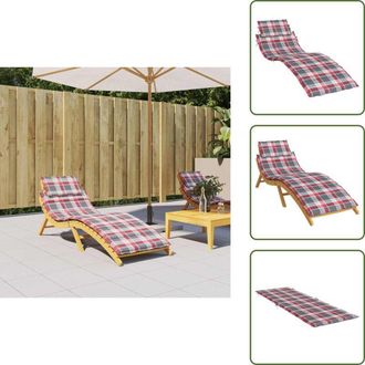 vidaXL Coussin de chaise longue &agrave; carreaux rouge 186x58x3 cm - Coussin De Chaise Longue - Coussin Dext&eacute;rieur - Coussin D&eacute;coratif - Coussin Imperm&eacute;able