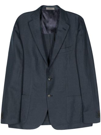 Corneliani blazer en lin &agrave; simple boutonnage - Bleu