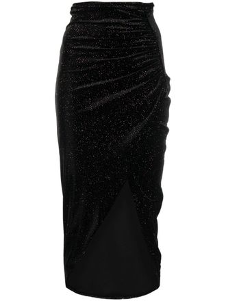 Patrizia Pepe jupe asym&eacute;trique &agrave; design fronc&eacute; - Noir