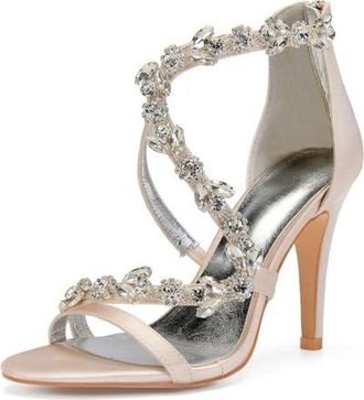 Generic Chaussures De Mariage Femme Talon Aiguille Sandales Chic Satin Mari&eacute;e Dress F&ecirc;te Open Toe Chaussure Escarpin 10.5Cm,Champagne,42 EU