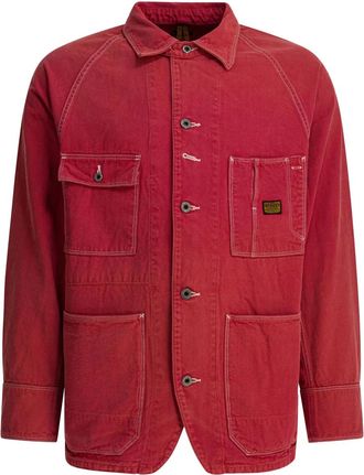 KAPITAL Hemdjacke aus Baumwoll-Twill mit aufgesetzten Taschen - Rot