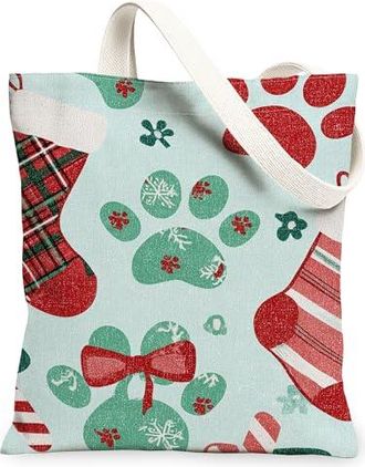 Generic Sacs fourre-tout en toile avec motif animal festif - R&eacute;utilisables - L&eacute;gers et lavables - Pour voyage, plage, pique-nique - 33 x 38 cm