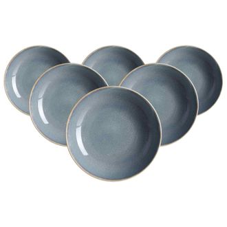 Ritzenhoff & Breker Skagen Stone Suppenteller 6er Set | Tiefe Essteller &Oslash; 21,5 cm | Porzellan-Geschirr mit Reaktivglasur |Sp&uuml;lmaschinen- & Mikrowellenfest | Steingrau