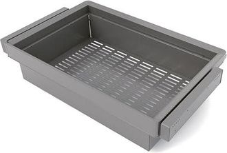 Emuca Kit panier m&eacute;tallique et rack ajustable Quartz pour armoires, glissi&egrave;res extension totale et &agrave; fermeture douce, Module 80cm, Finition Titane