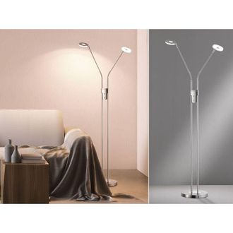 Fischer Led Stehlampe dent Silber 2-flammig mit Dimmer, H&ouml;he 150cm