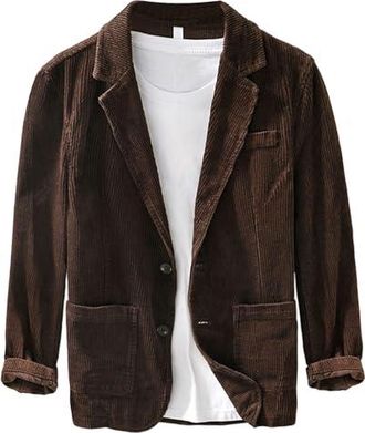 Generic Blazers en velours c&ocirc;tel&eacute; pour homme - Style vintage et d&eacute;contract&eacute; - Veste fine et &eacute;paisse - Pour le sport daffaires, caf&eacute;, XL