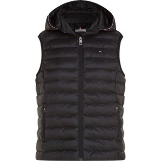 Tommy Hilfiger Damen Weste Padded Global Stripe Vest mit Kapuze, Schwarz (Black), XXL