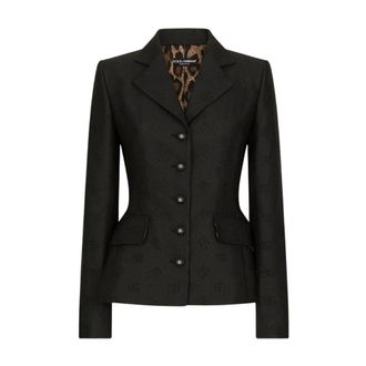 Dolce & Gabbana Gesteppte Jacquard Dolce Jacke mit DG-Logo - - Jackets - Damen - Schwarzk - 2XL