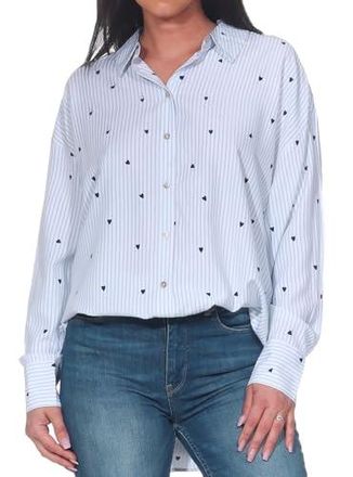 Vero Moda Vmnora Ls T-Shirt Oversize AOP WVN GA Noos, Blanc &eacute;clatant, S Femmes