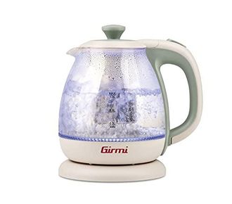 Girmi Bouilloire + Théière Aux Herbes Bl41 dans Verre 1100 W, Sans Fil 1 Litre, Vert Leau