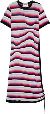 Sonia Rykiel Robe midi asym&eacute;trique &agrave; rayures - Femme - Robes - Rose - Taille: 40 FR